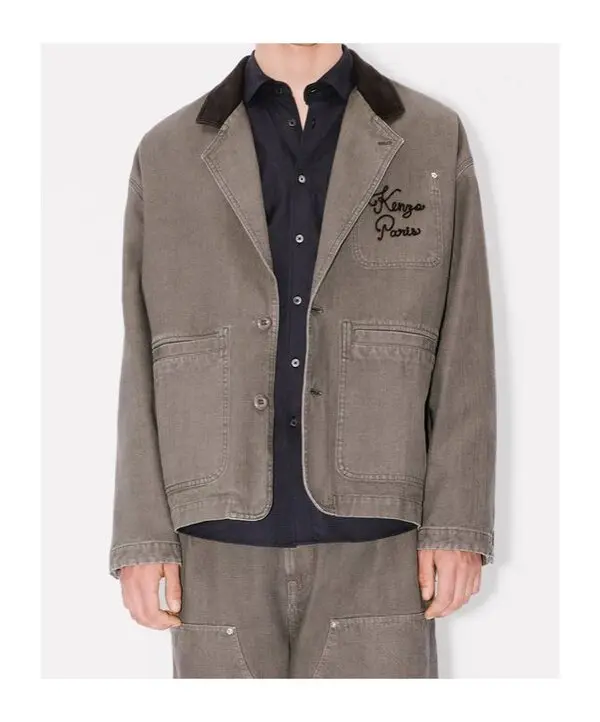 Kenzo Chainstitch' Workwear Jacket In Washed Cotton