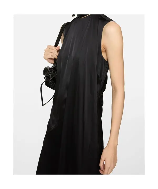 Acne Studios Asymmetrical Draped Midi Dress With Fringes