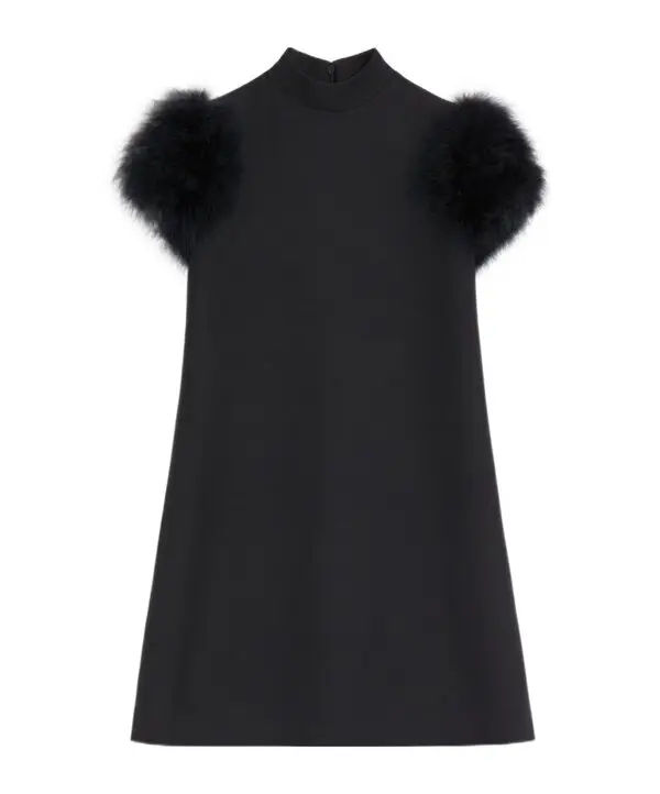 Valentino Garavani Crepe Couture Feather Mini Dress