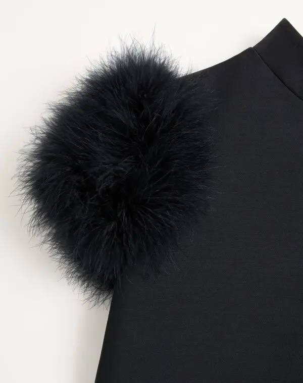 Valentino Garavani Crepe Couture Feather Mini Dress