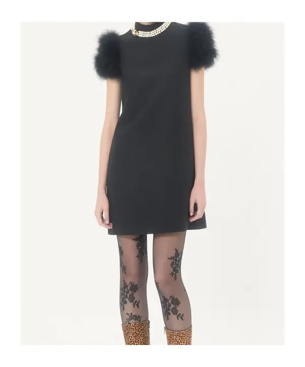 Valentino Garavani Crepe Couture Feather Mini Dress