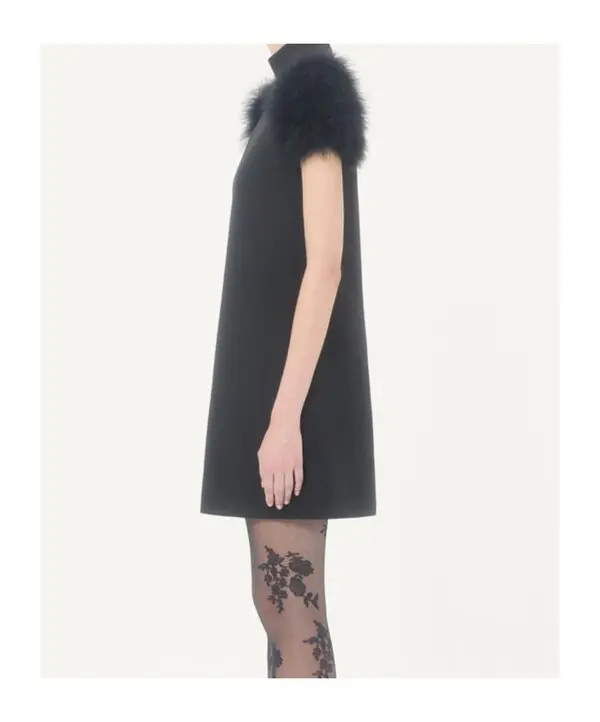 Valentino Garavani Crepe Couture Feather Mini Dress