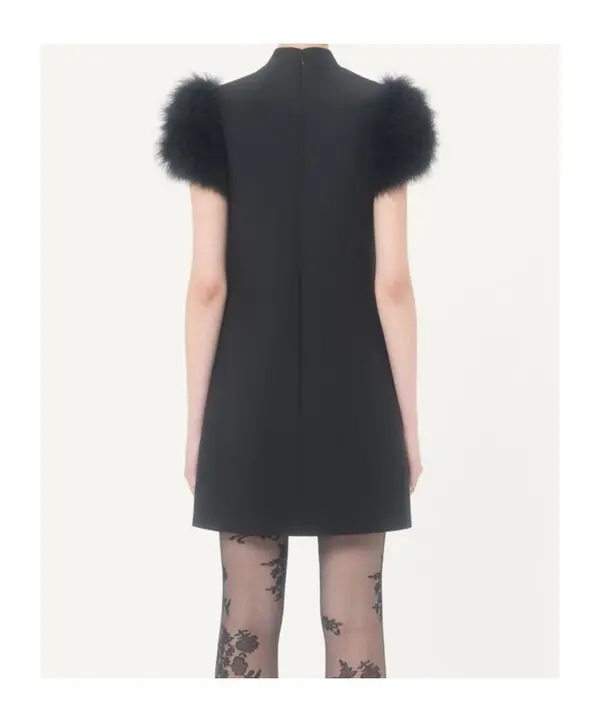 Valentino Garavani Crepe Couture Feather Mini Dress