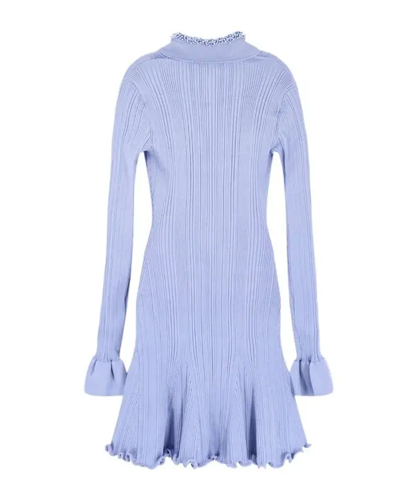 SELF-PORTRAIT Pearl Trim Knit Mini Dress