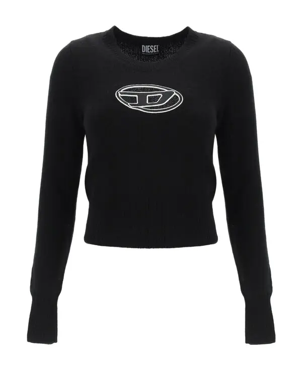 DIESEL® Logo Embroidered Ribbed Cropped Sweater