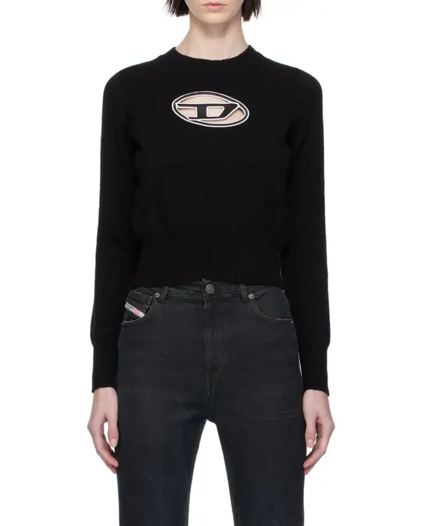 DIESEL® Logo Embroidered Ribbed Cropped Sweater
