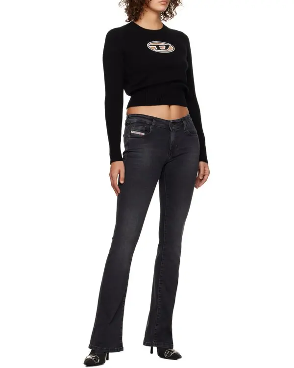 DIESEL® Logo Embroidered Ribbed Cropped Sweater
