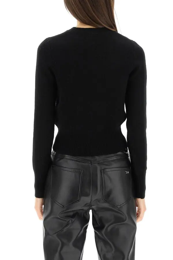 DIESEL® Logo Embroidered Ribbed Cropped Sweater