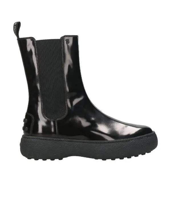 TOD'S W.g. Chelsea Slip-on Boots With Embossed Logo Detail - Black
