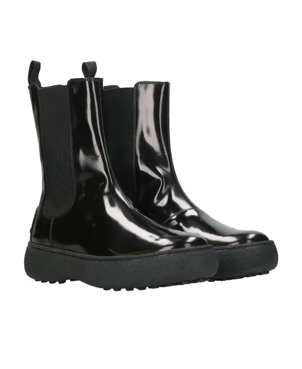 TOD'S W.g. Chelsea Slip-on Boots With Embossed Logo Detail - Black