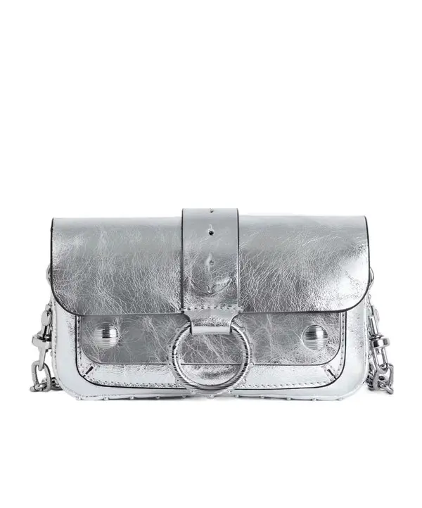 Zadig&Voltaire Flap Shoulder Bag With Studded Trim - Silver