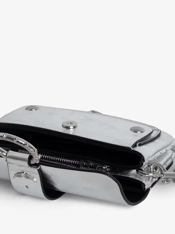 Zadig&Voltaire Flap Shoulder Bag With Studded Trim - Silver