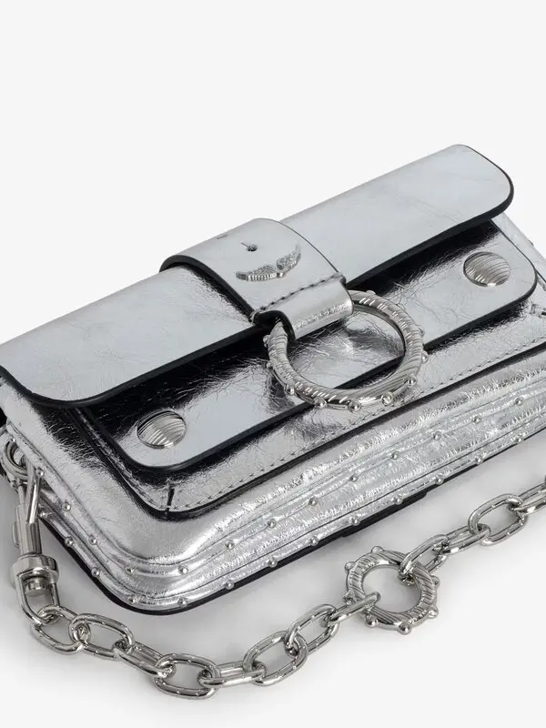 Zadig&Voltaire Flap Shoulder Bag With Studded Trim - Silver