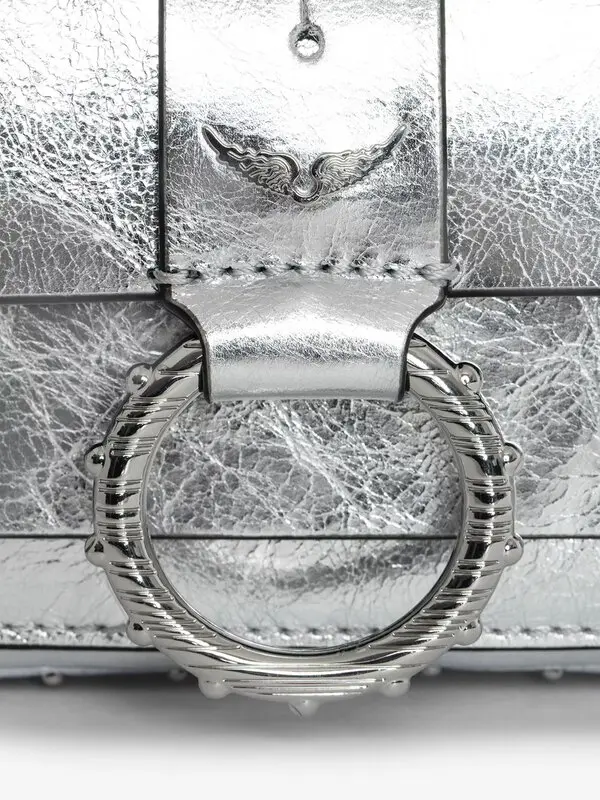 Zadig&Voltaire Flap Shoulder Bag With Studded Trim - Silver