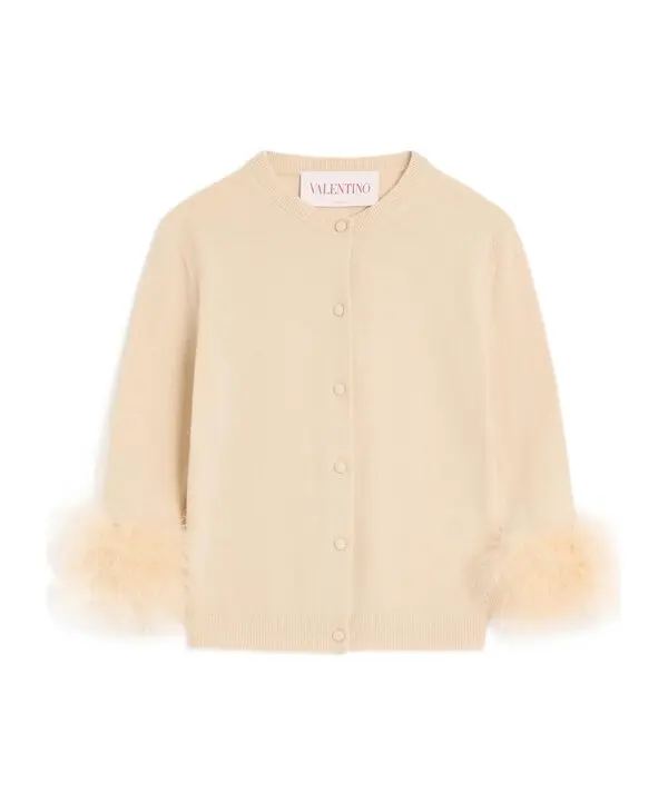 Valentino Garavani Feather-cuff Button-up Cardigan