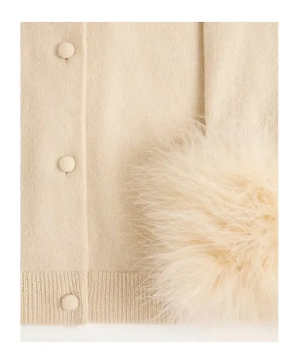 Valentino Garavani Feather-cuff Button-up Cardigan