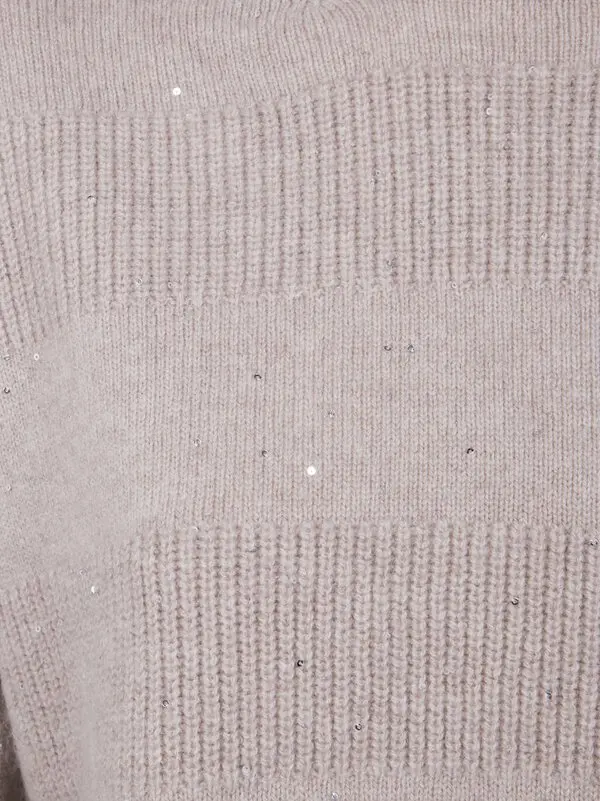 D.exterior Crystal High Neck Knitwear - Nude