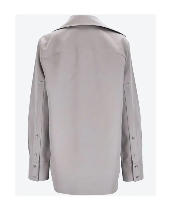 JIL SANDER Long-sleeved Shirt With V-neck And Lacing Detail - Gray
