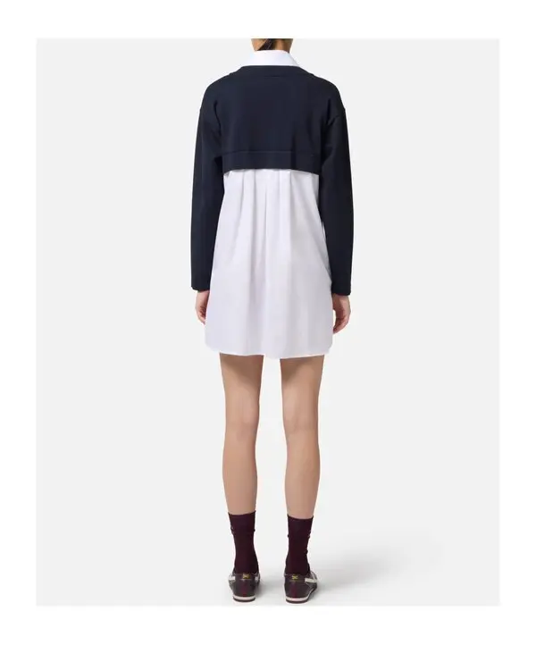 Elisabetta Franchi Long-sleeved V-neck Dress With Logo Embroidery - Black