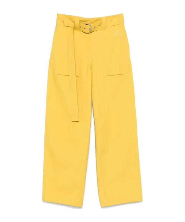 JIL SANDER Belted Trousers - Golden Green