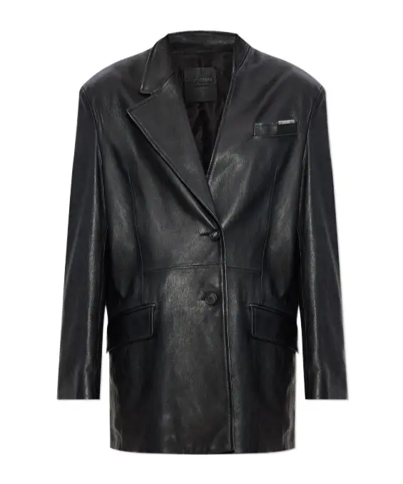 Attico Single Breasted Leather Blazer