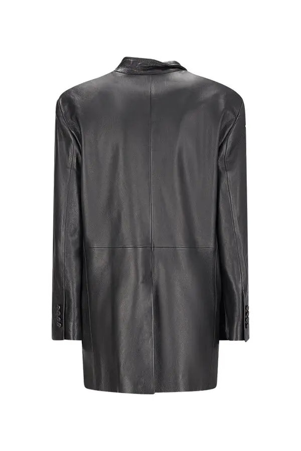 Attico Single Breasted Leather Blazer