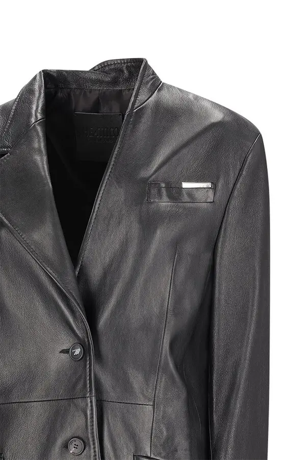 Attico Single Breasted Leather Blazer