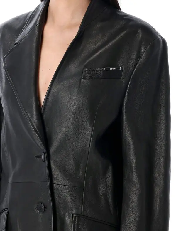 Attico Single Breasted Leather Blazer