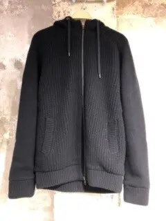 Herno Ribbed-knit Zipped Hooded Drawstring Jacket