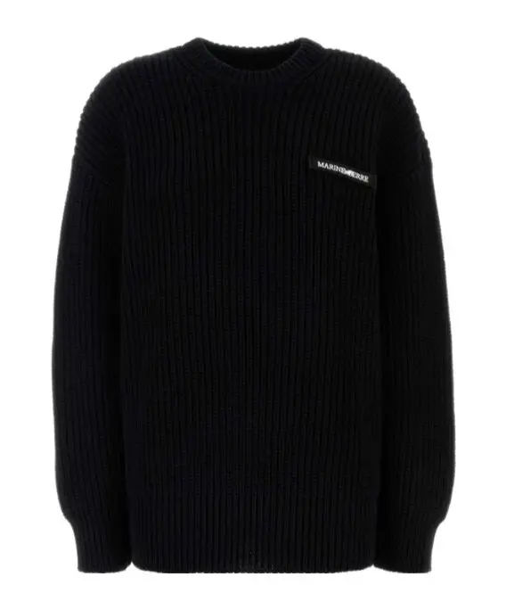 MARINE SERRE Half Cardigan Knit Crewneck Sweater