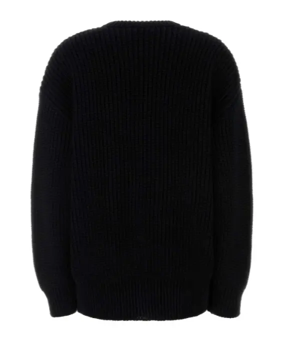 MARINE SERRE Half Cardigan Knit Crewneck Sweater