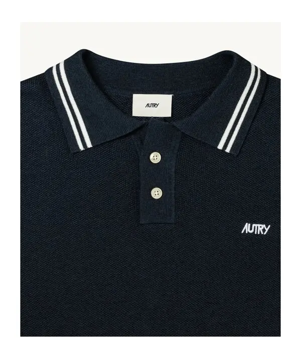 AUTRY Embroidered Long-sleeve Polo Shirt - Blue