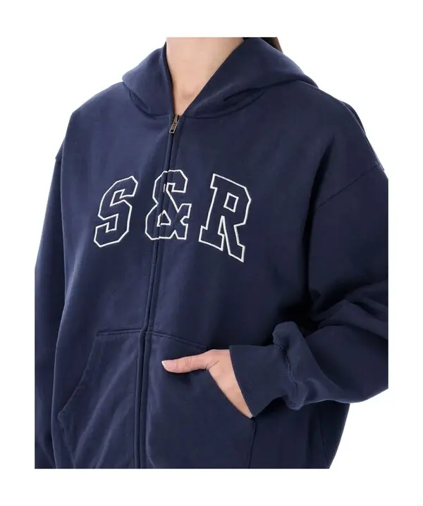 SPORTY  RICH Sporty & Rich Logo Detailed Zip-up Hoodie