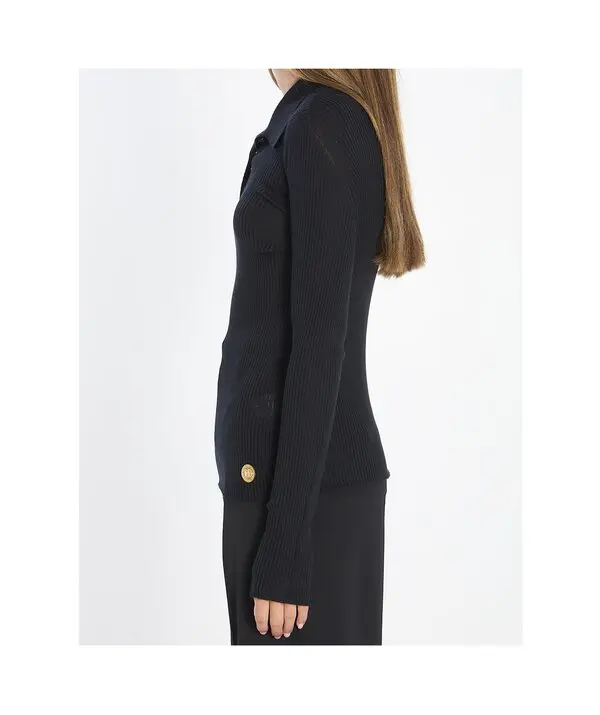 Dolce & Gabbana Ribbed Long-sleeve Polo Top