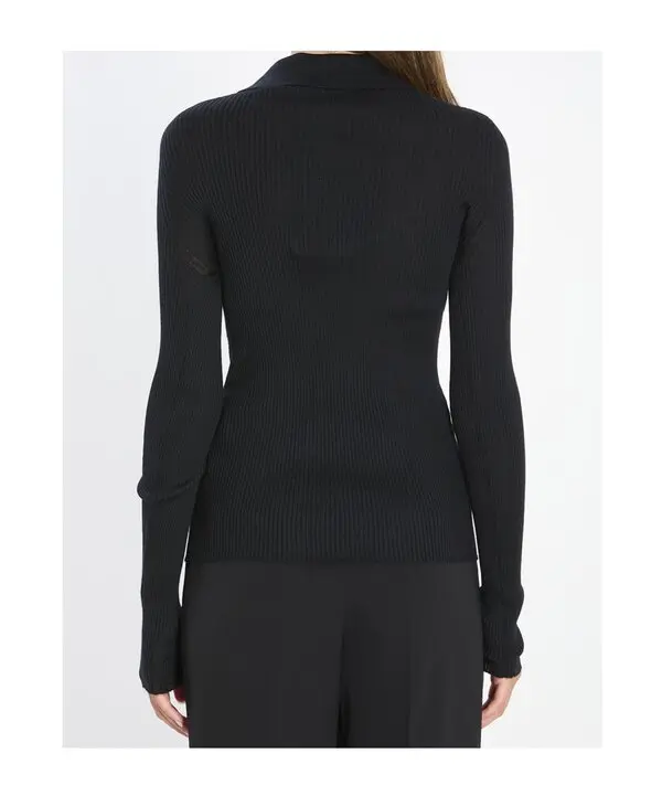 Dolce & Gabbana Ribbed Long-sleeve Polo Top