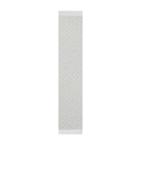 Tory Burch T Monogram Printed Fringed Scarf - Grey
