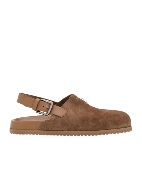 Dolce & Gabbana Logo Plaque Round Toe Mules - Brown