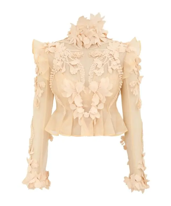 Zimmermann Hypnotic" Blouse With Floral Appliqués