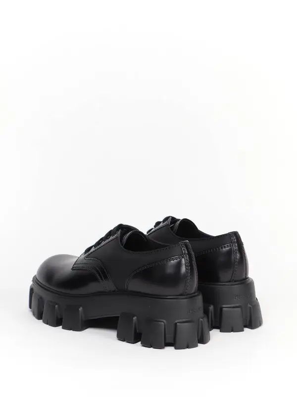 Prada Monolith Brushed Leather And Nylon Lace-up Shoes