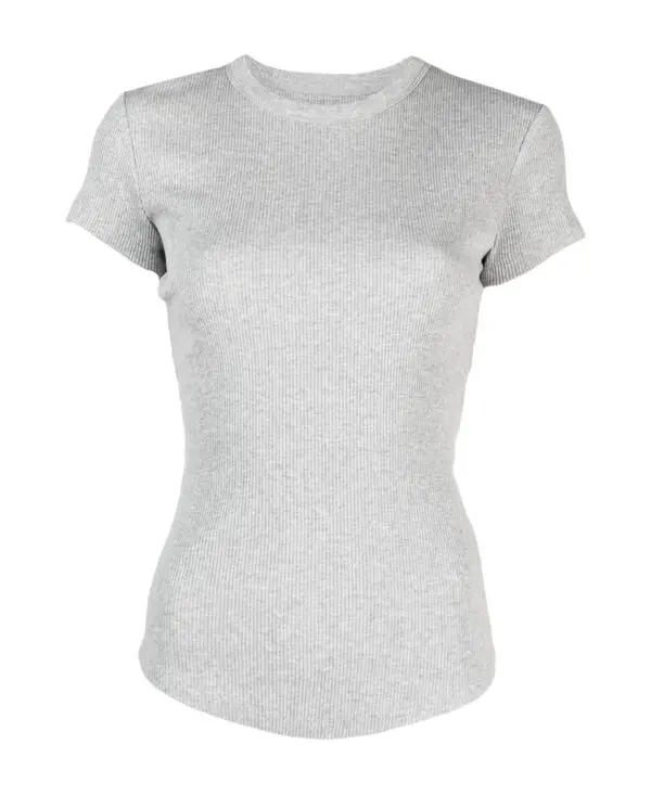 Isabel Marant Étoile Slim Fit Ribbed T-shirt With Embroidered Logo - White
