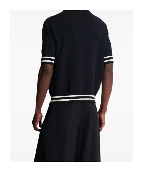 Balmain College Emblem Emb Cotton Knit Polo