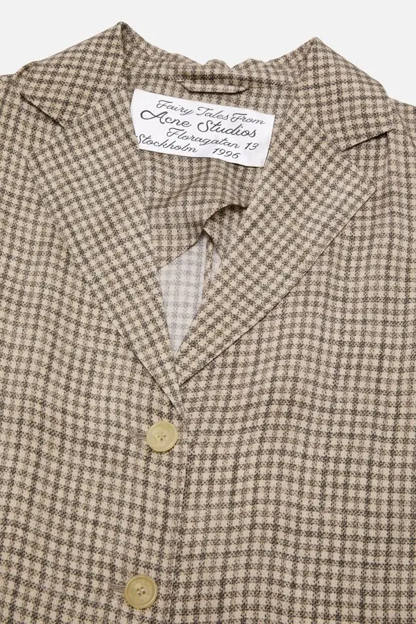 Acne Studios Checked Faux Fur Collar Jacket