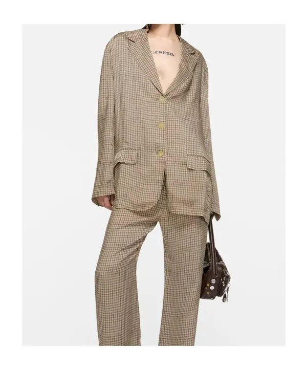 Acne Studios Checked Faux Fur Collar Jacket