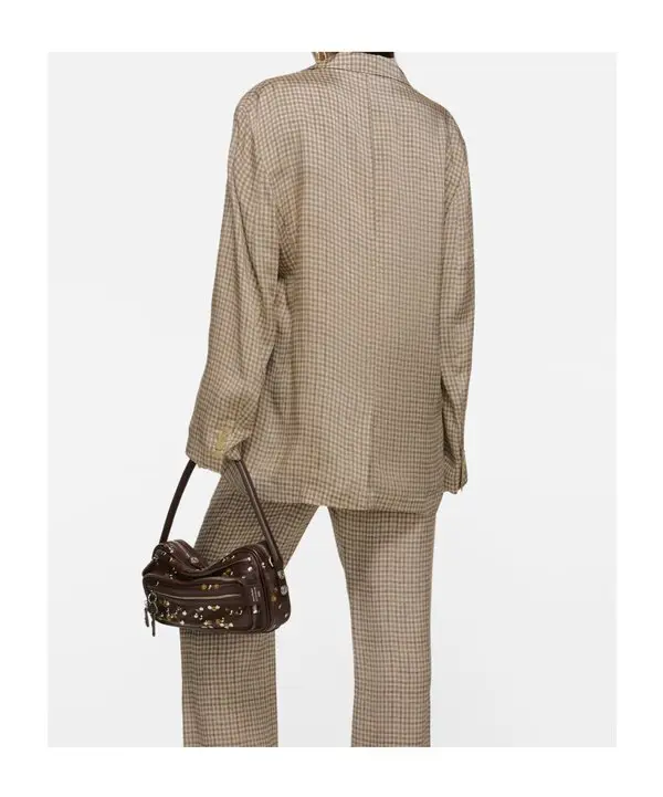 Acne Studios Checked Faux Fur Collar Jacket