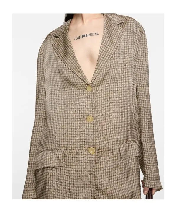 Acne Studios Checked Faux Fur Collar Jacket
