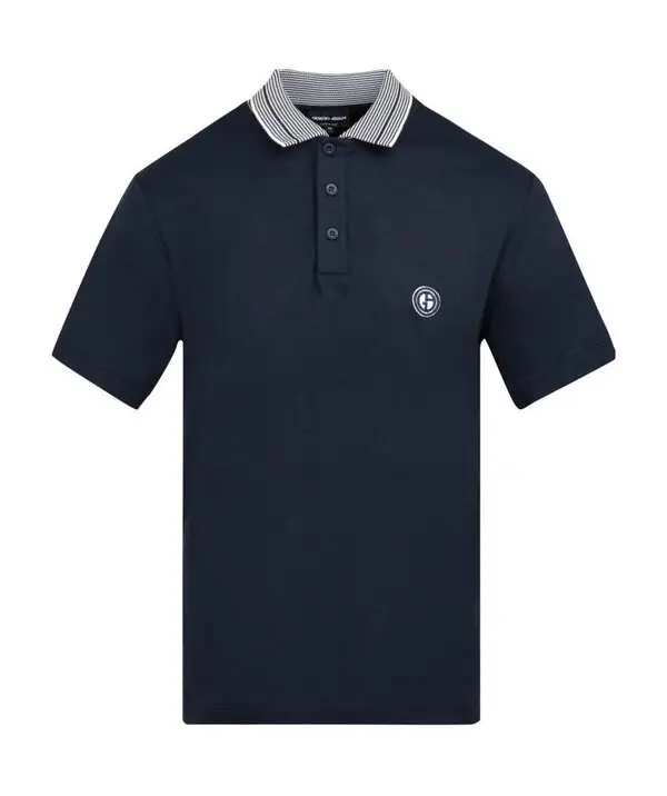 Giorgio Armani Embroidered Logo Polo Shirt - Black