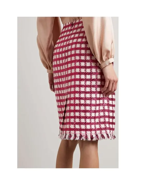Oscar De La Renta Checked Skirt
