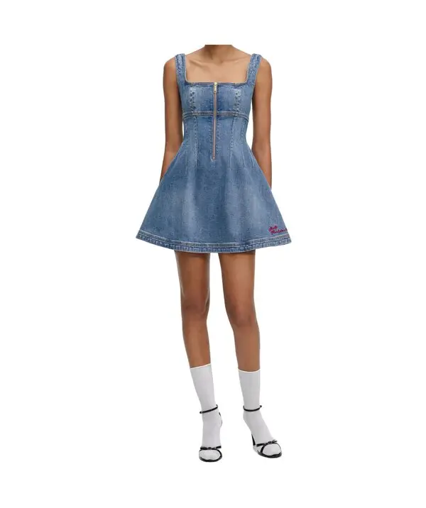SELF-PORTRAIT Denim Corset Mini Dress