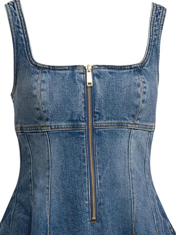SELF-PORTRAIT Denim Corset Mini Dress