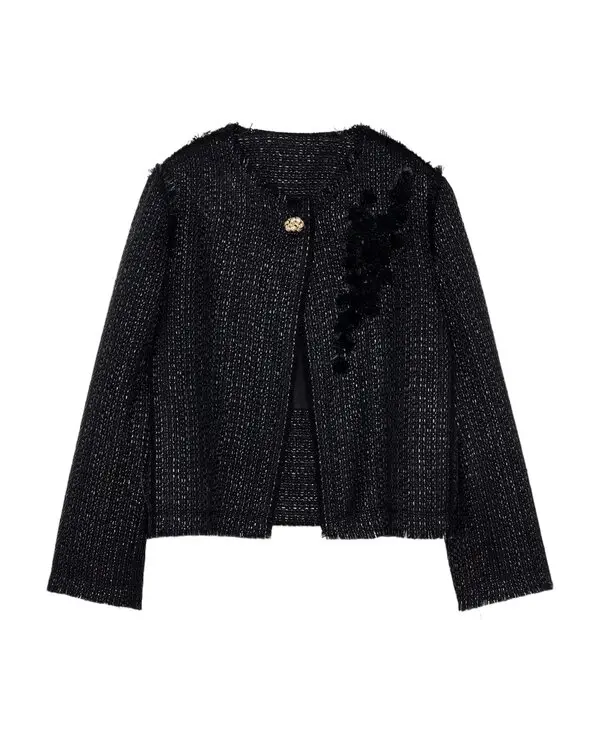 LANVIN Appliqué-detail Fringed Tweed Jacket